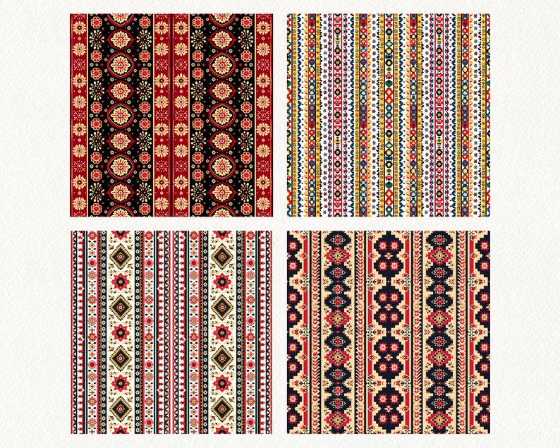 Bulgarian Folklore Pattern Seamless Digital Papers Printable Scrapbook ...
