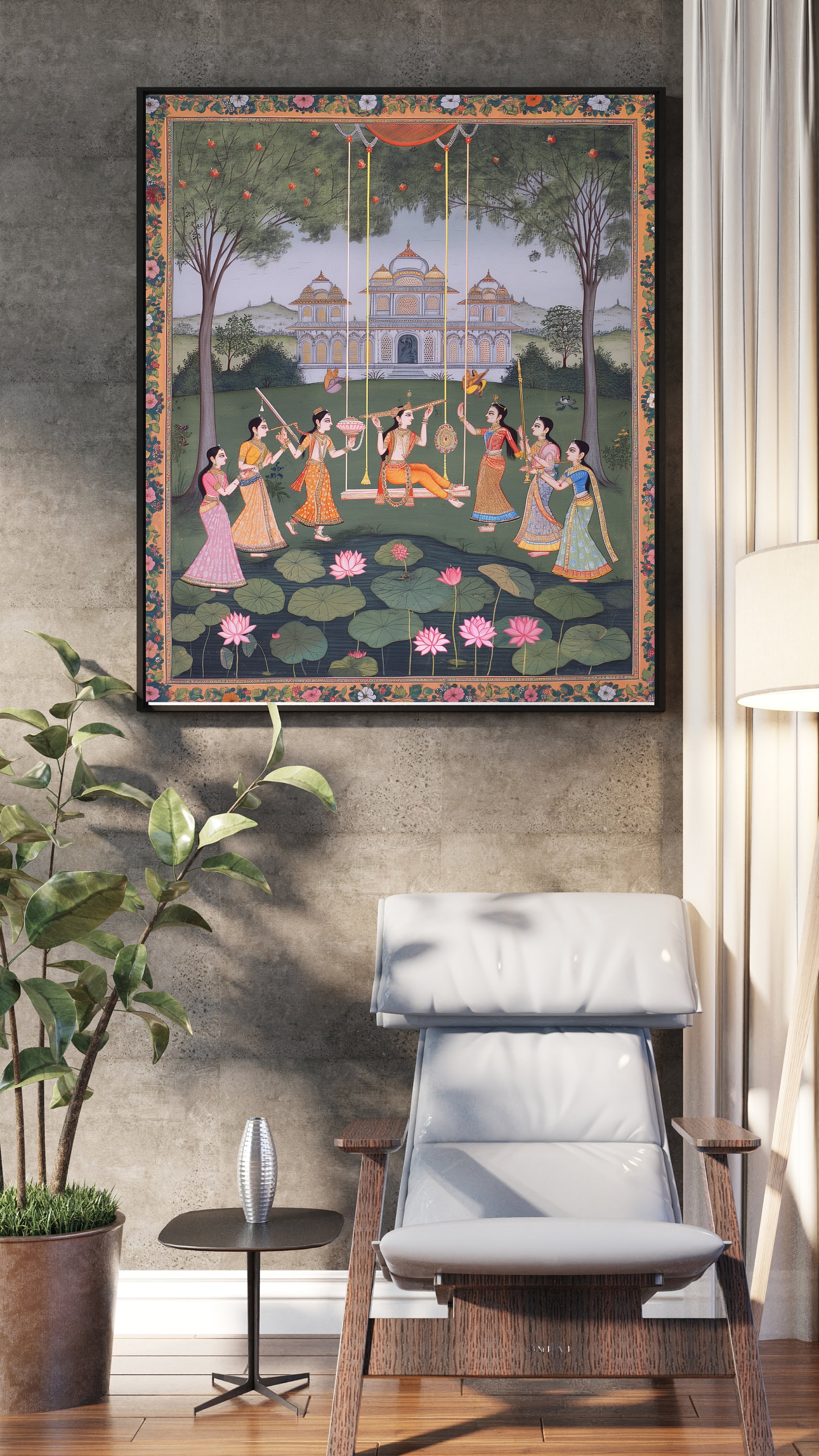 Eternal Swing - Traditional Pichwai Art | DIGITAL Wall Print, Vibrant ...