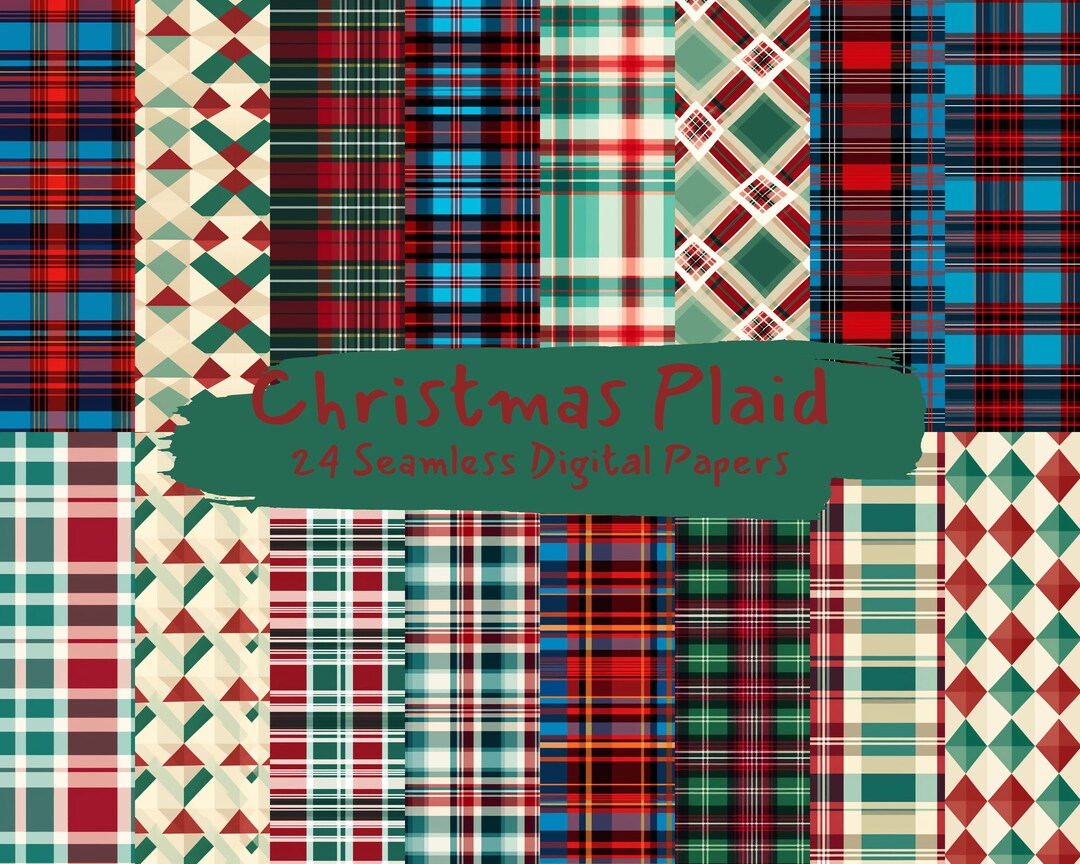 Christmas Plaid Scrapbook Papers, Seamless Printable Patterns, Instant ...