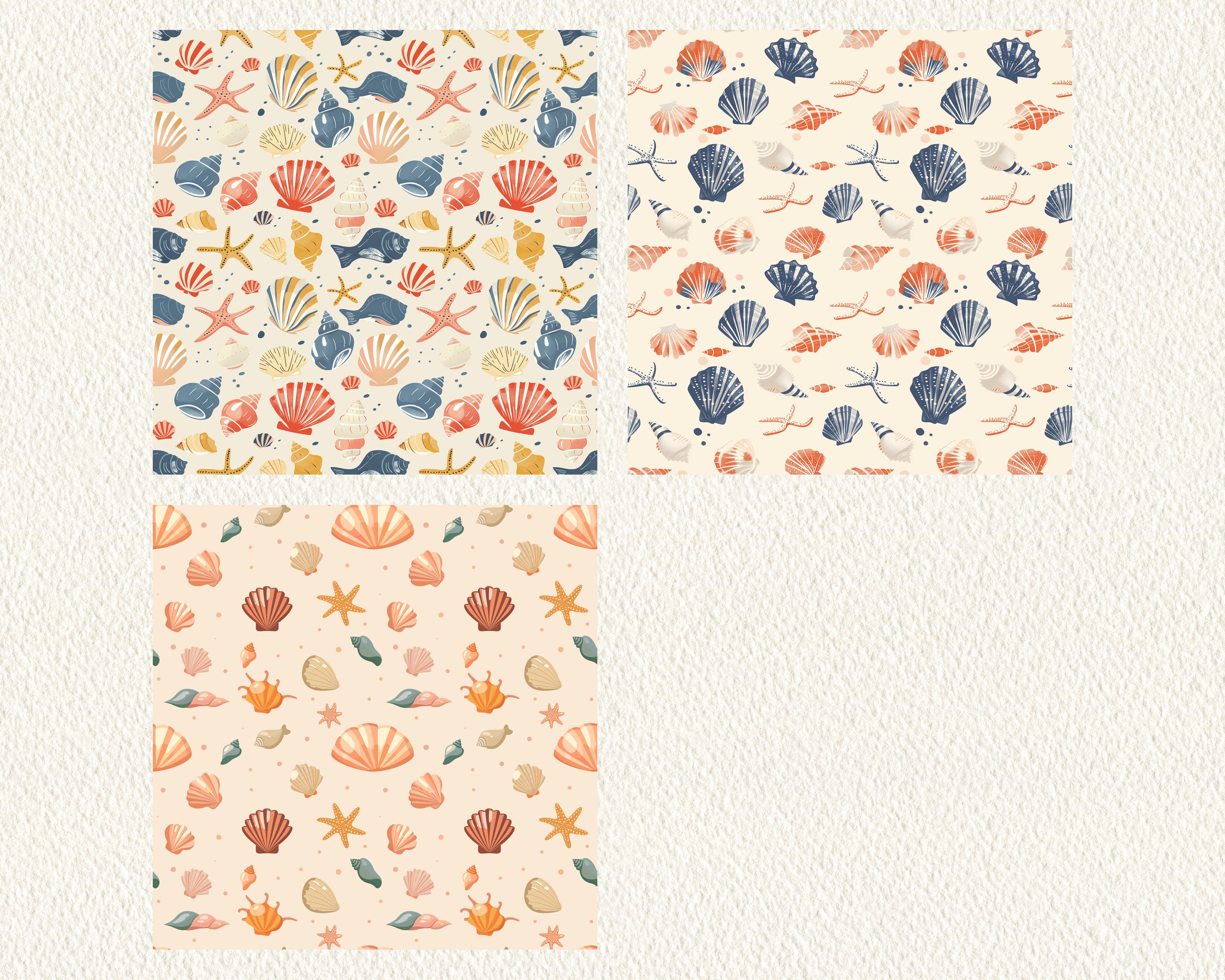 Shells in the Ocean Pattern Seamless Digital Papers Printable Scrapbook ...