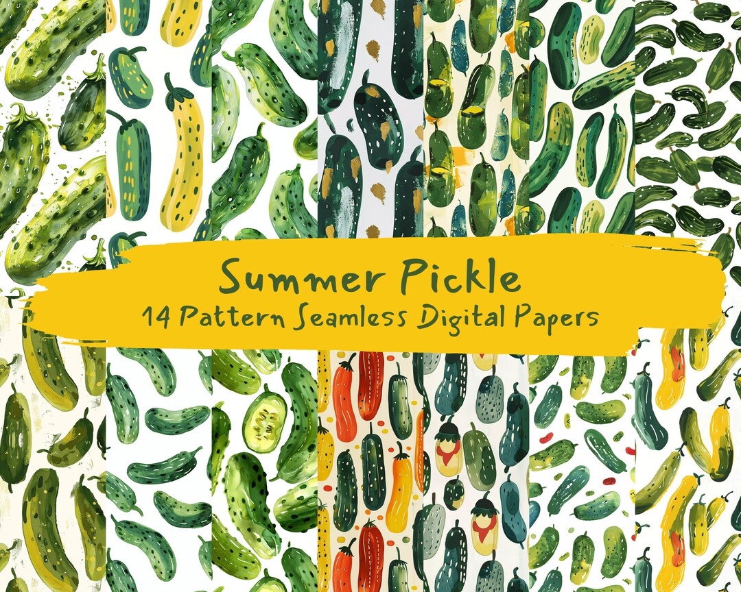 Summer Pickle Pattern Seamless Digital Papers - Printable Scrapbook ...