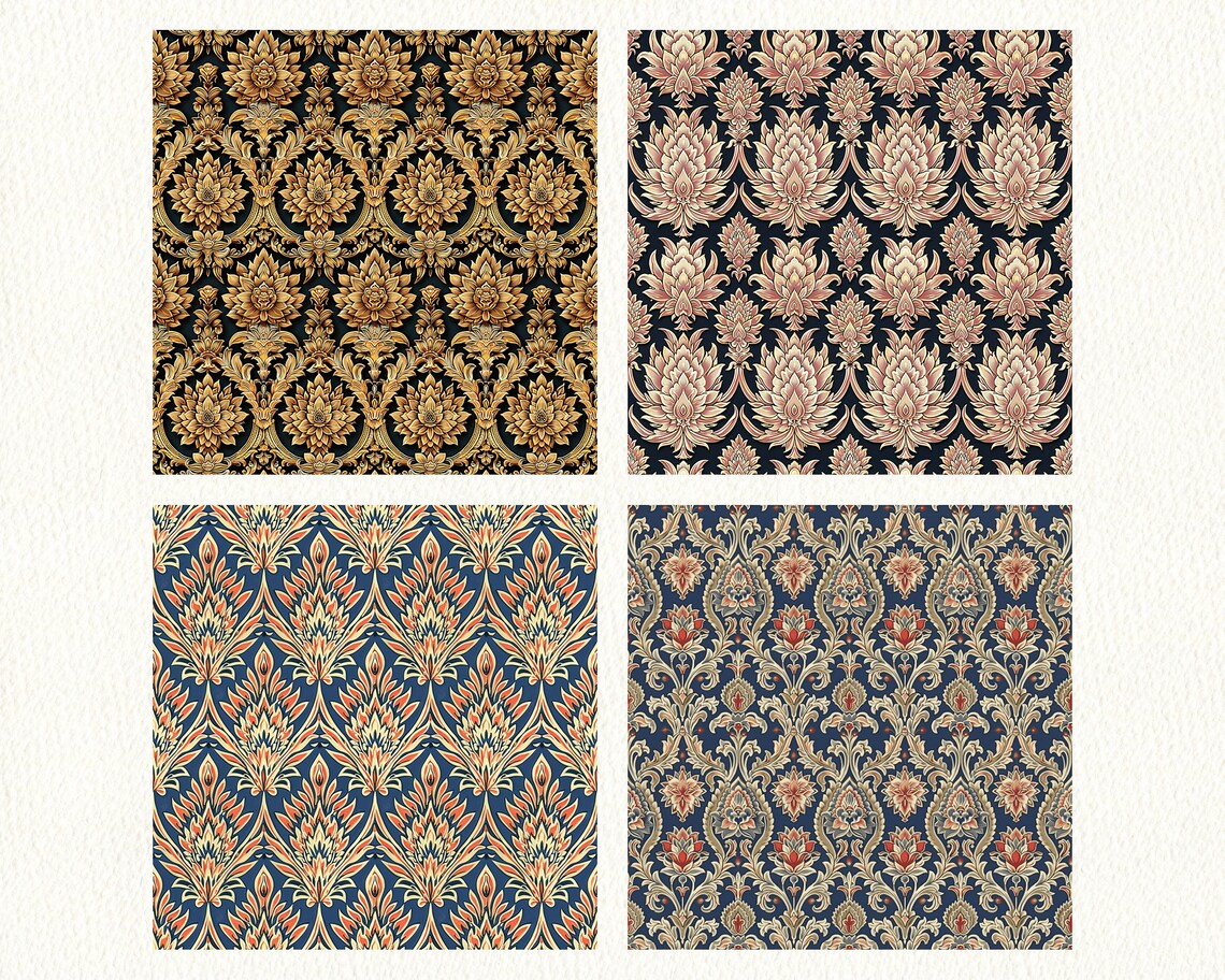 Traditional Thai Pattern Seamless Digital Papers - Printable Scrapbook ...