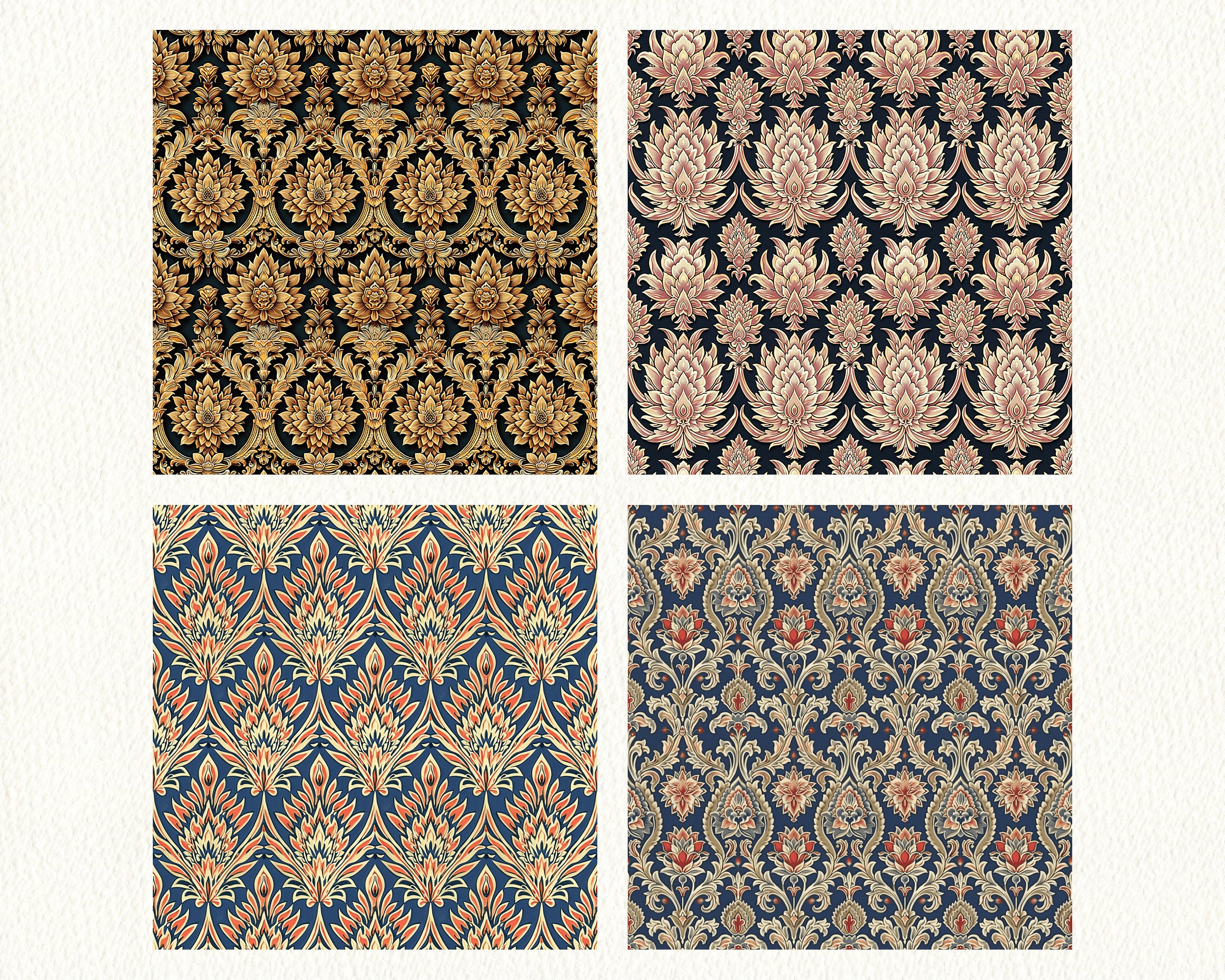 Traditional Thai Pattern Seamless Digital Papers - Printable Scrapbook ...