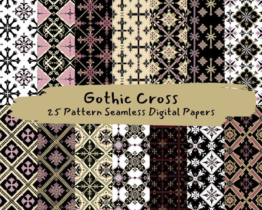 Gothic Cross Pattern Seamless Digital Papers Printable Scrapbook Paper ...