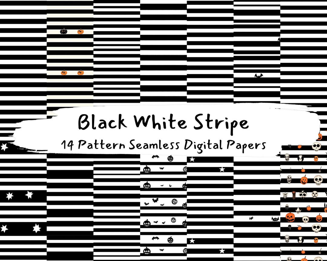 Black White Stripe Pattern Seamless Digital Papers - Printable ...