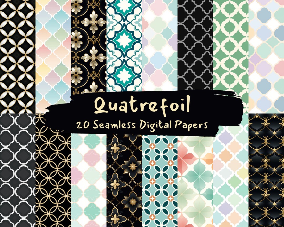 Quatrefoil Pattern Seamless Digital Papers – Kleeblatt-Fliesenmuster ...