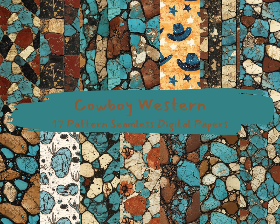 Cowboy Western Pattern Seamless Digital Papers - Printable Scrapbook ...
