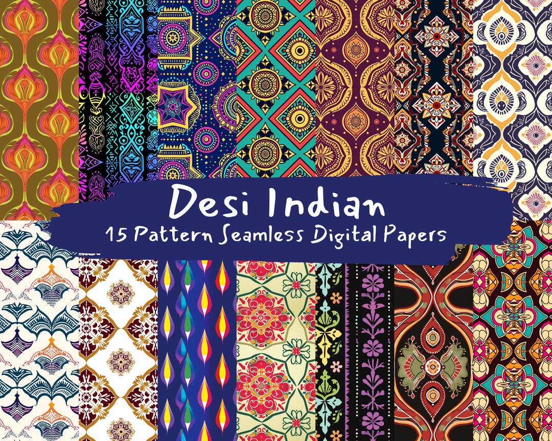 Desi Indian Pattern Seamless Digital Papers - Printable Scrapbook Paper ...
