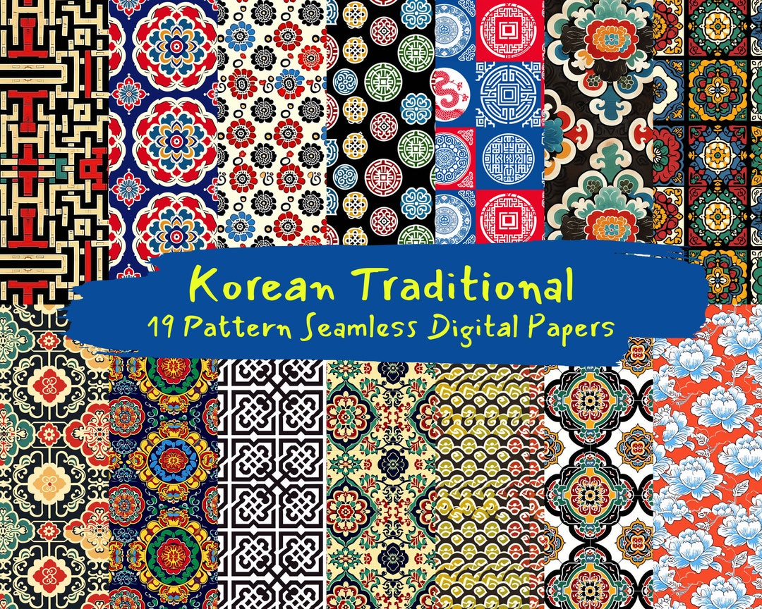 Korean Traditional Pattern Seamless Digital Papers - Printable ...