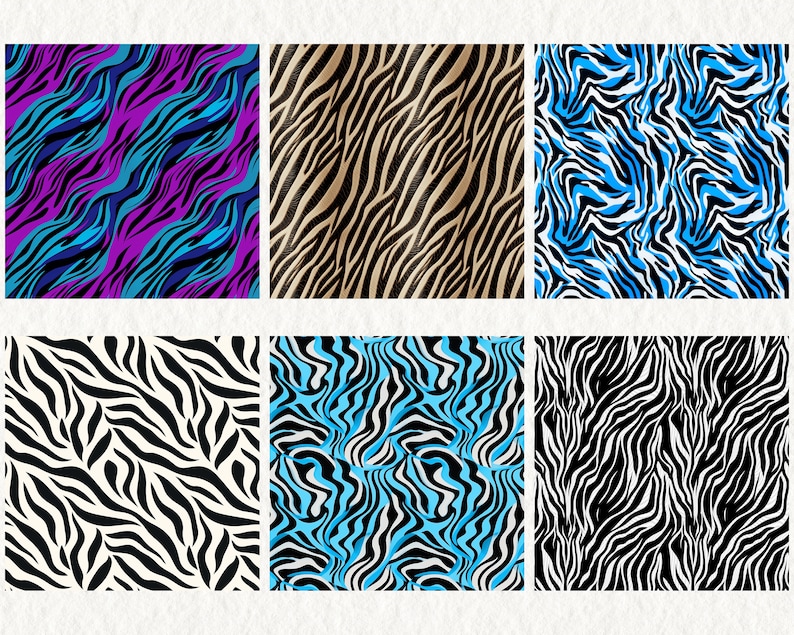Zebra Print Digital Papers Seamless Tile Patterns Printable - Etsy