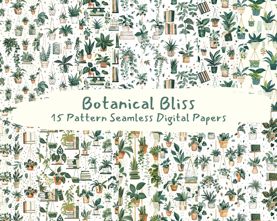Botanical Bliss Pattern Seamless Digital Papers - Printable Scrapbook ...