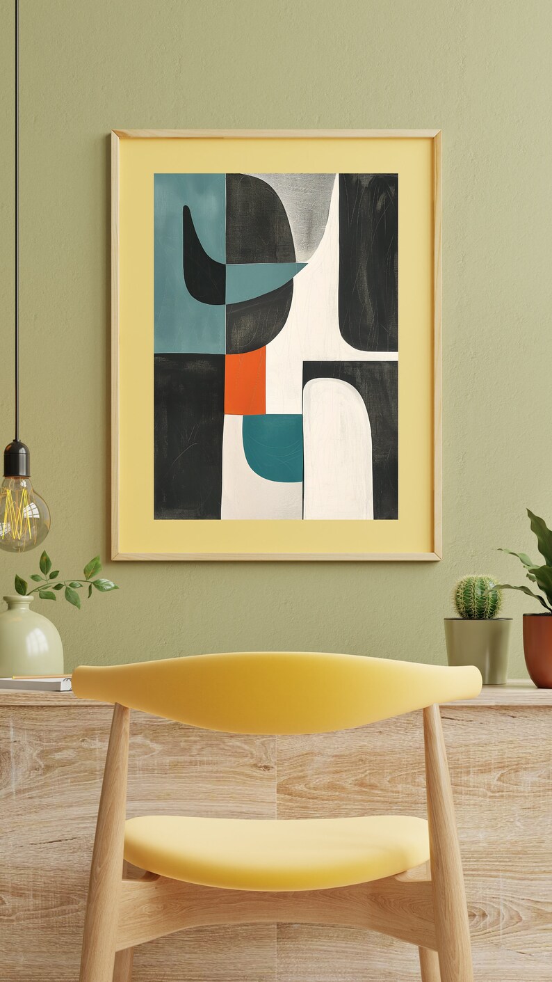 Modern Abstract Geometric Wall Art, Vibrant Digital Print, Instant ...