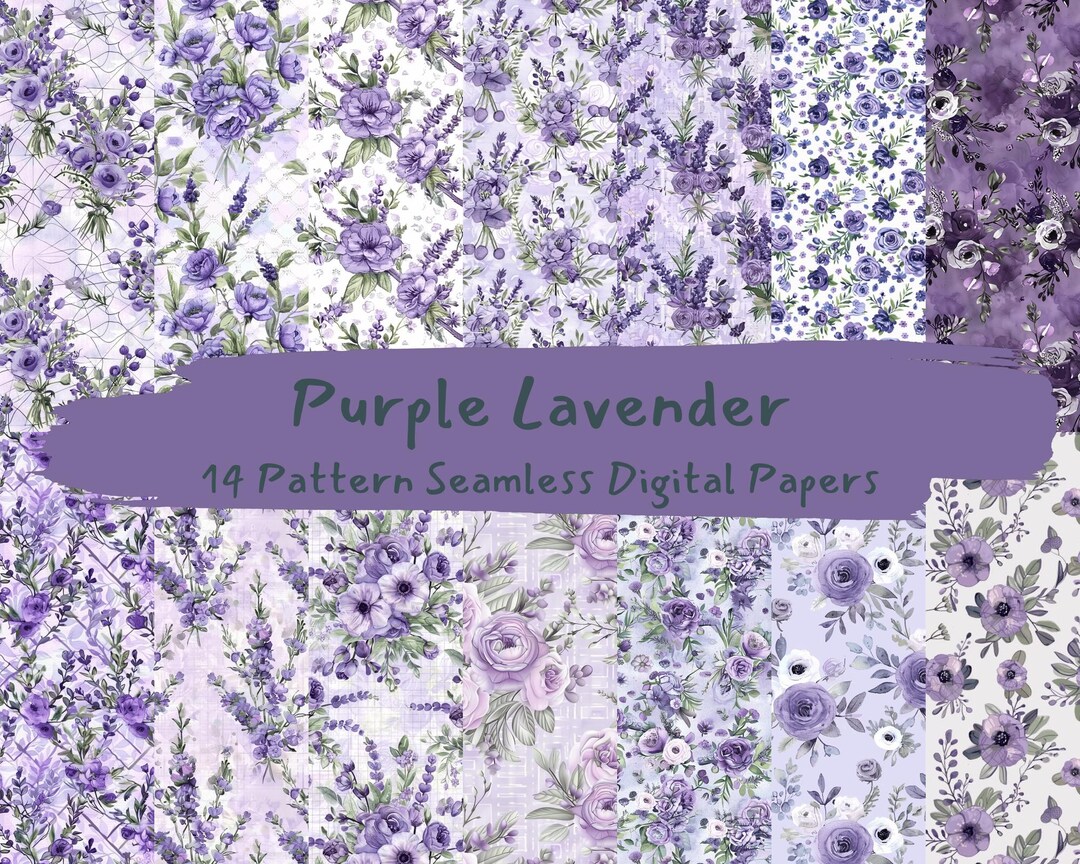 Purple Lavender Pattern Seamless Digital Papers - Printable Scrapbook ...