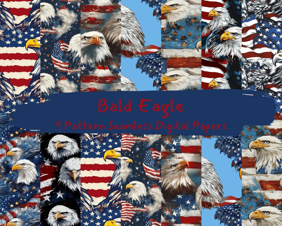 Bald Eagle Pattern Seamless Digital Papers - Printable Scrapbook Paper ...