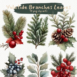 Yuletide Branches Leaves Printable Clipart, Png Format, Transparent ...