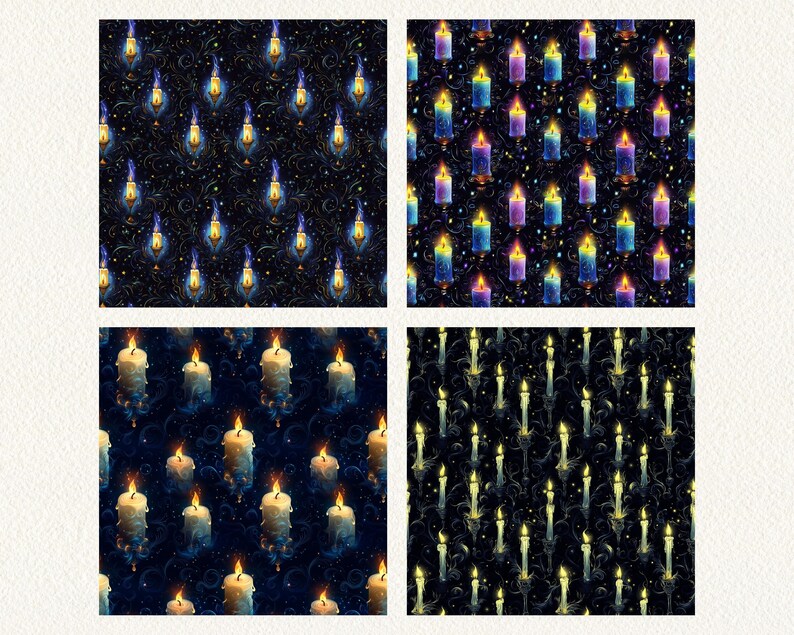 Mystical Candles Pattern Seamless Digital Papers - Printable Scrapbook ...