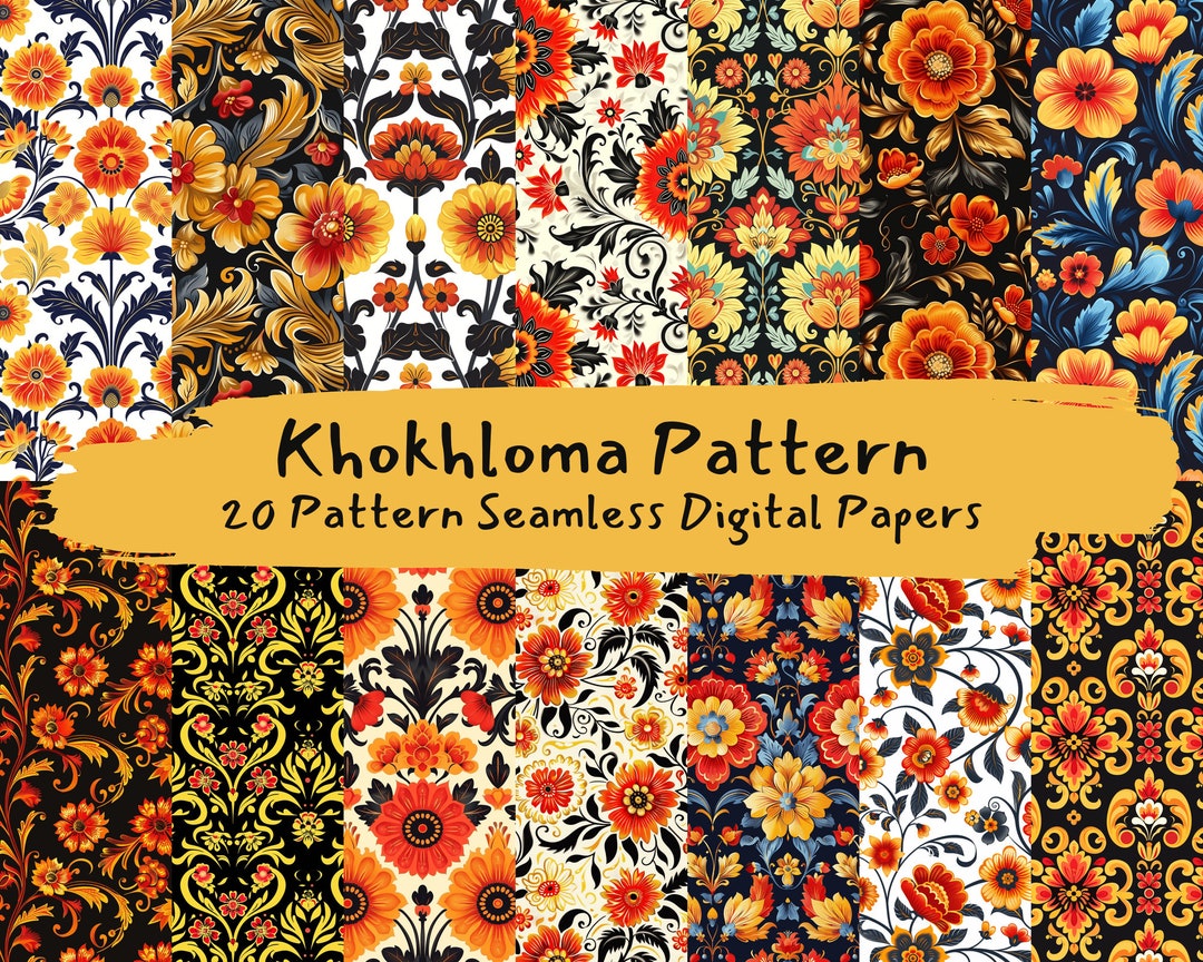 Khokhloma Pattern Pattern Seamless Digital Papers Printable Scrapbook ...