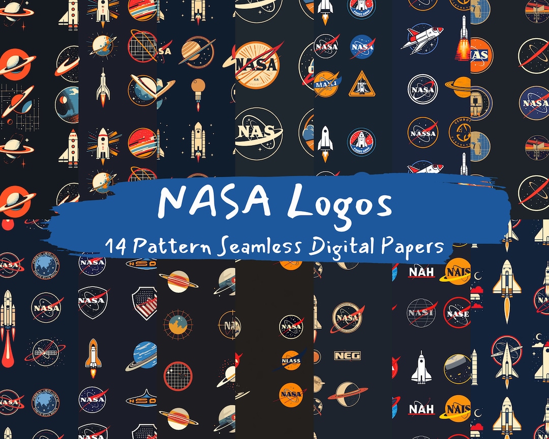 NASA Logos Pattern Seamless Digital Papers - Printable Scrapbook Paper ...