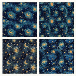 Galaxy Star Pattern Seamless Digital Papers - Printable Scrapbook Paper ...