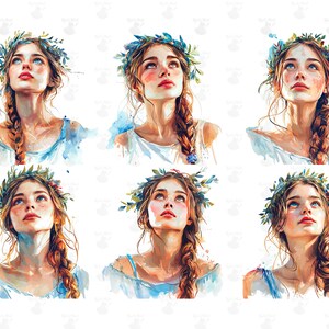 Blue Greek Goddess Digital Printable Clipart Bundle in PNG Format ...