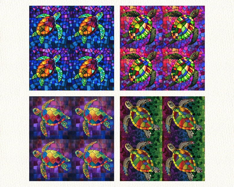 Mosaic Sea Turtle Pattern Seamless Digital Papers Tile Patterns ...
