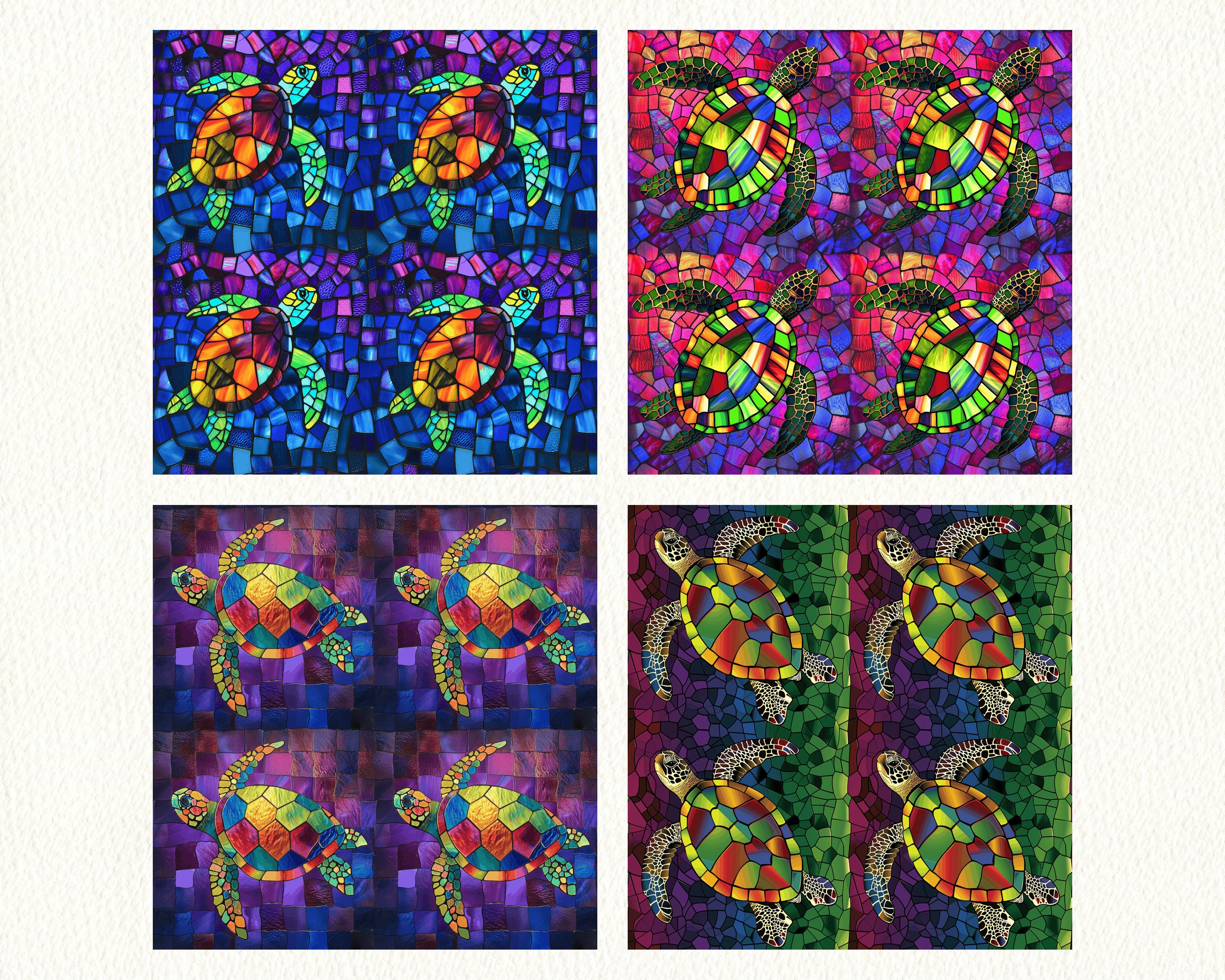 Mosaic Sea Turtle Pattern Seamless Digital Papers Tile Patterns ...