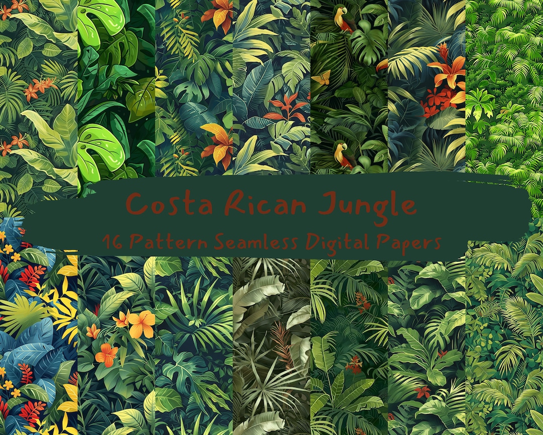 Costa Rican Jungle Pattern Seamless Digital Papers - Printable ...