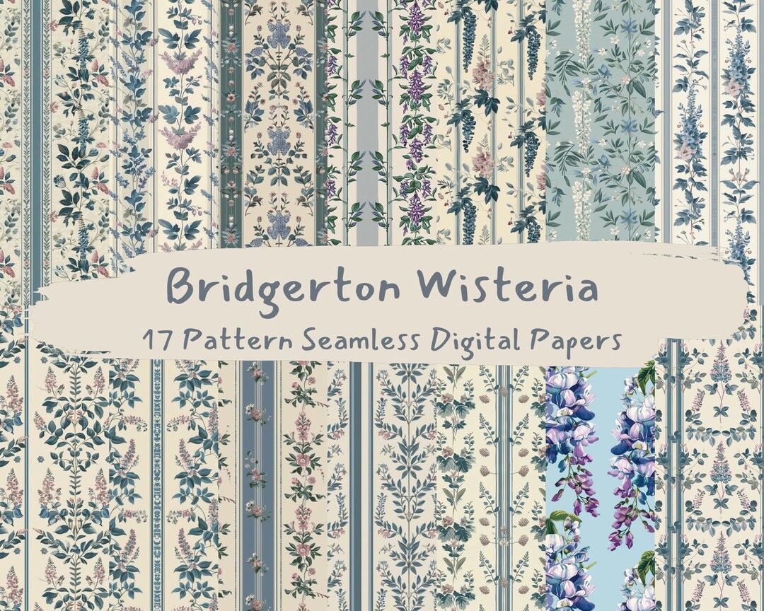 Bridgerton Wisteria Pattern Seamless Digital Papers - Printable ...