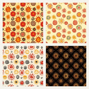 Ethnic Sun Symbols Pattern Seamless Digital Papers - Printable ...