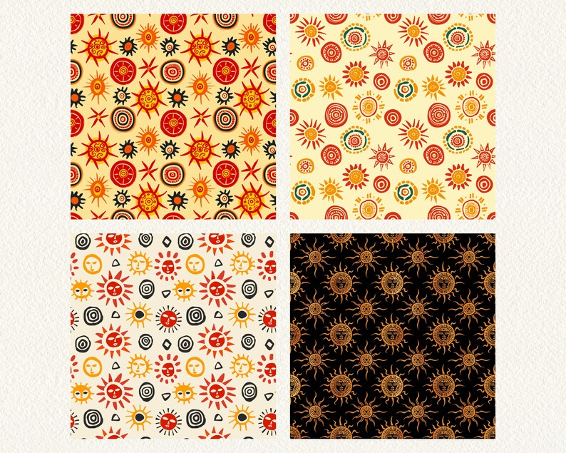 Ethnic Sun Symbols Pattern Seamless Digital Papers - Printable ...