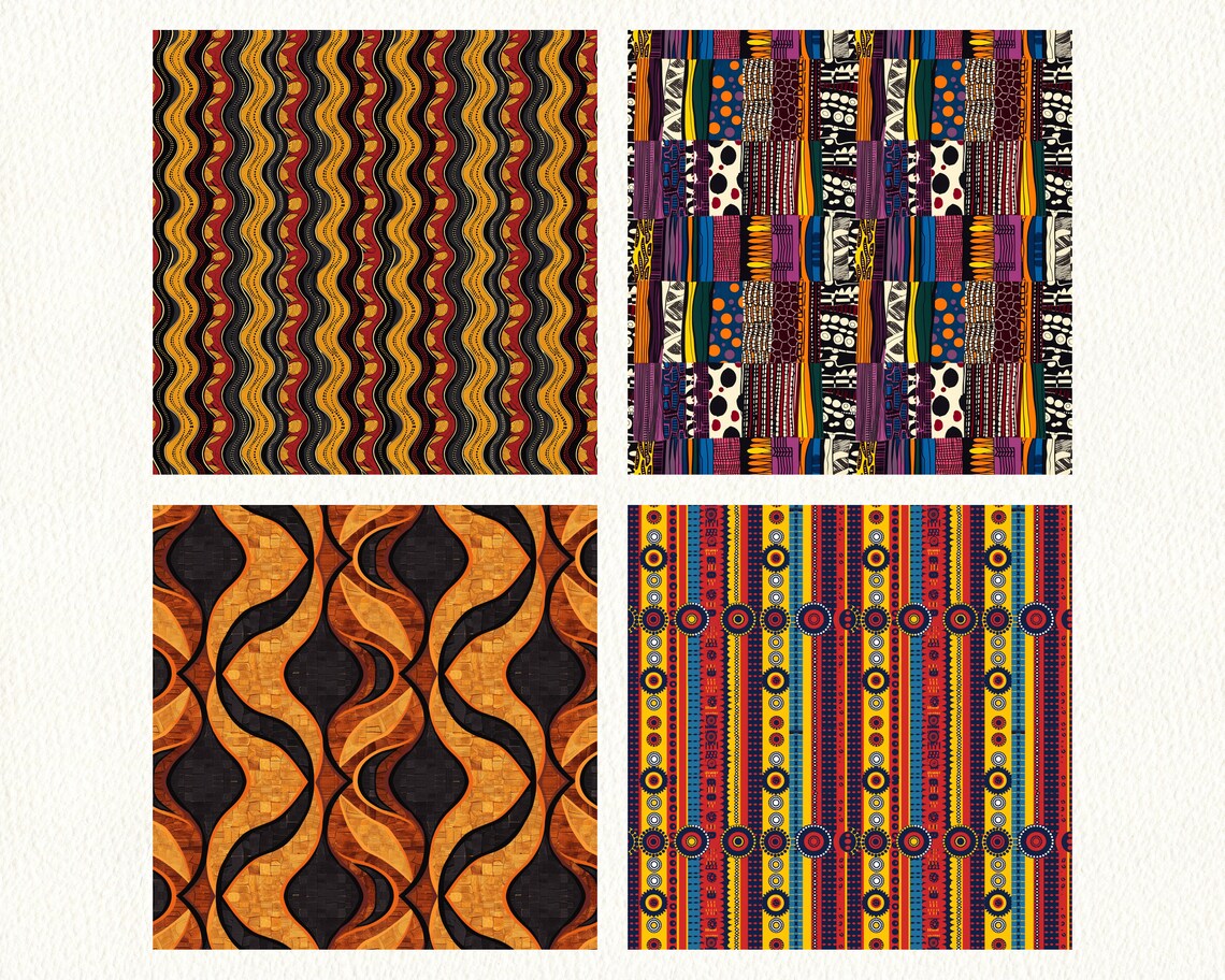 African Ankara Pattern Seamless Digital Papers Printable Scrapbook ...