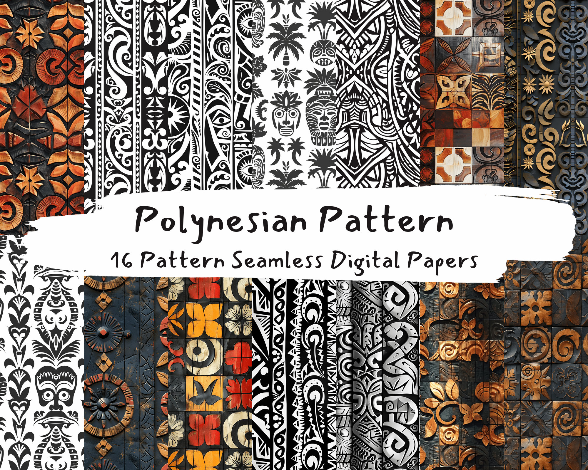 Polynesian Pattern Pattern Seamless Digital Papers - Printable ...