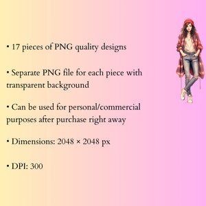 Teen Girl Fashion Digital Clipart Bundle in PNG Format Transparent ...