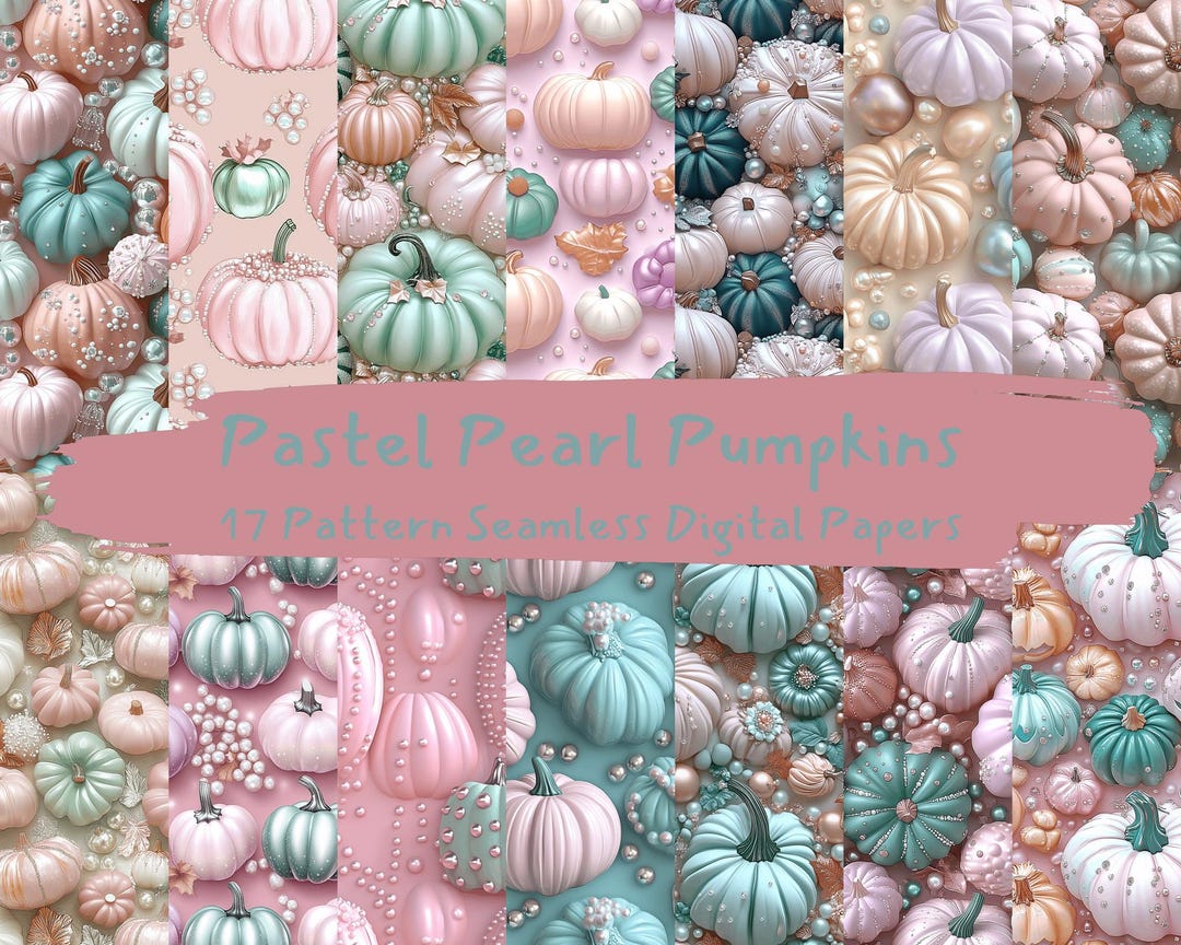 Pastel Pearl Pumpkins Pattern Seamless Digital Papers - Printable ...