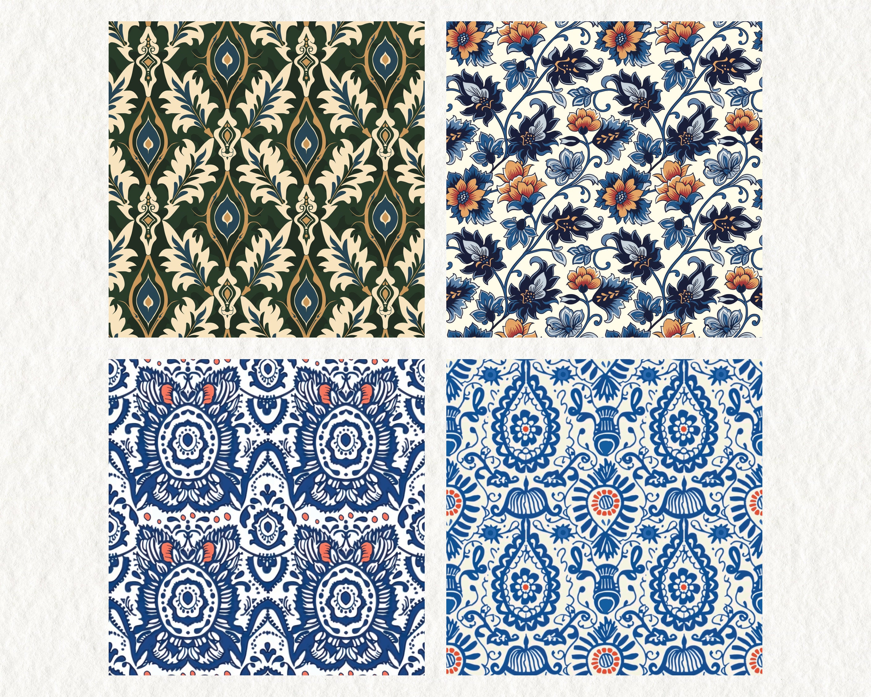 Indian Cultural Florals Pattern Seamless Digital Papers - Printable ...