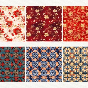 Chinese Silk Pattern Seamless Digital Papers - Tile Patterns Printable ...