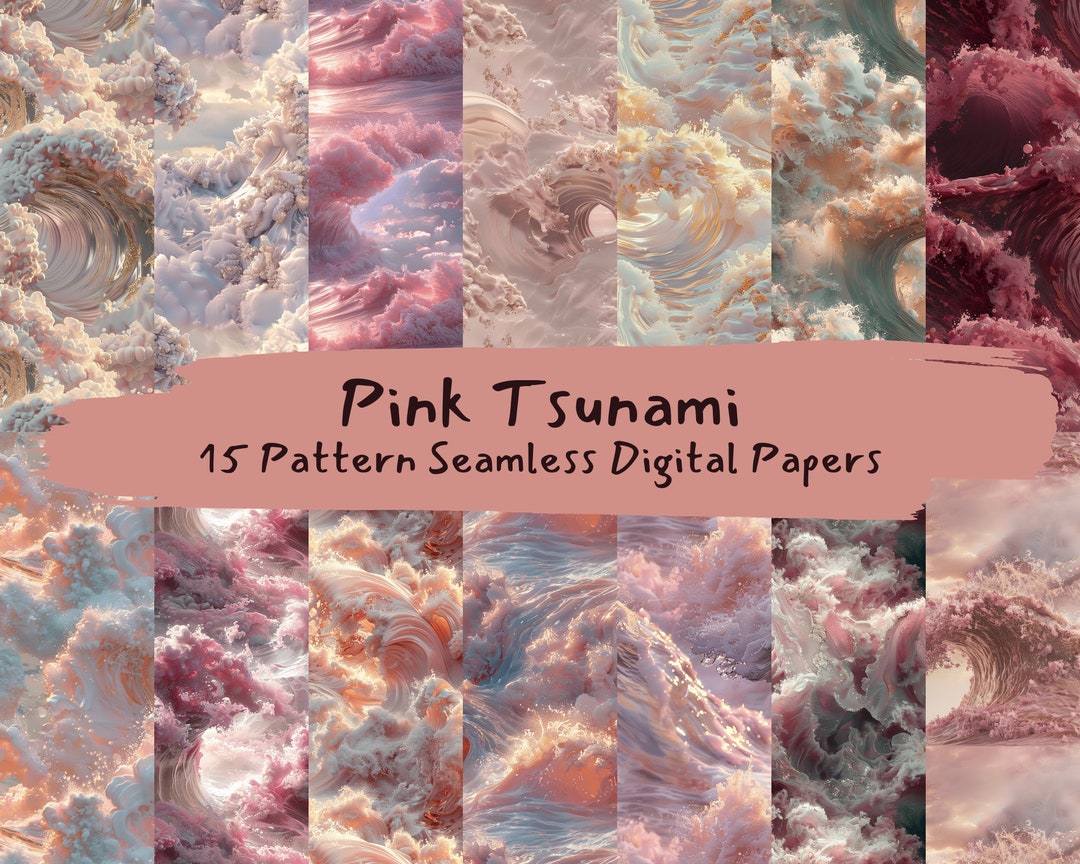 Pink Tsunami Pattern Seamless Digital Papers - Printable Scrapbook ...