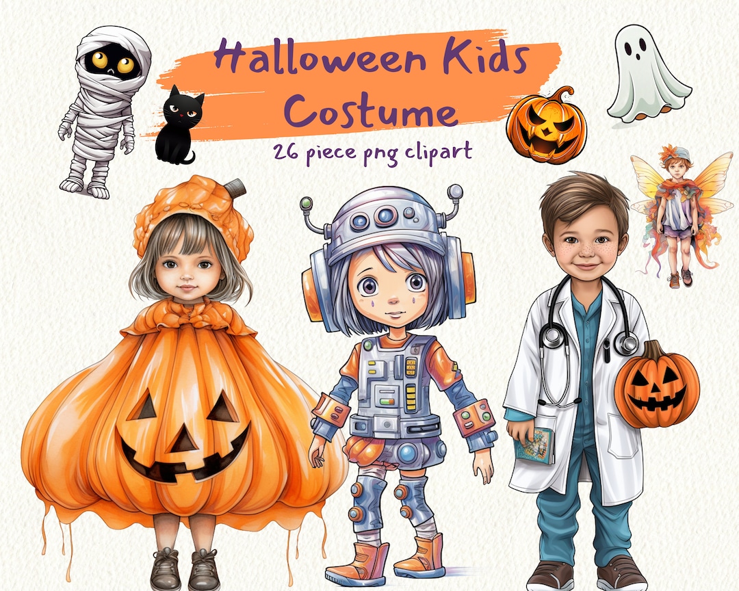Halloween Kid in Costume Digital Clip Art Graphics in PNG Format ...