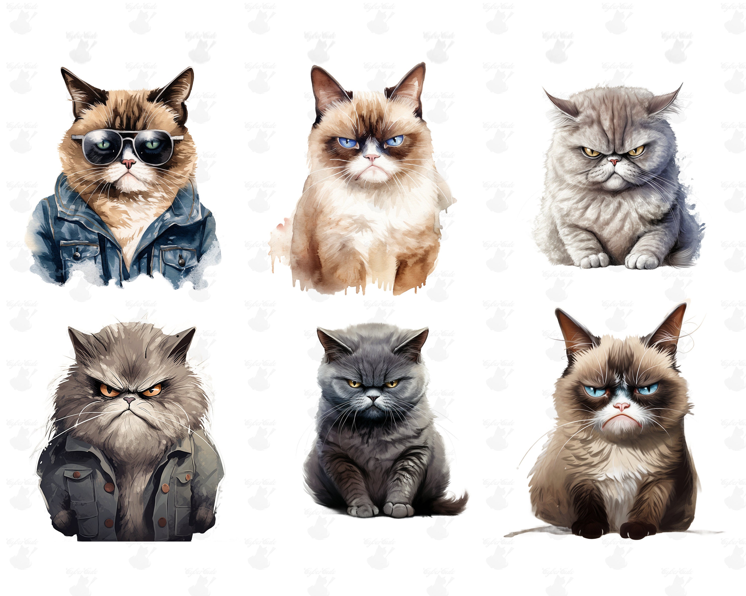 Grumpy Cat, Digital Printable Clip Art Graphics in PNG Format ...