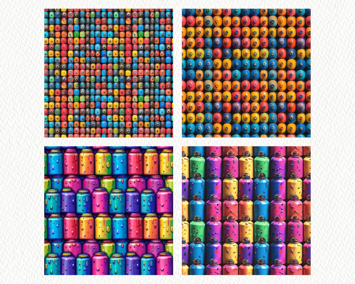 Rainbow Spray Paint Can Pattern Seamless Digital Papers - Printable ...