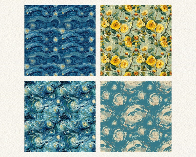 Everything Van Gogh Pattern Seamless Digital Papers Printable Scrapbook ...