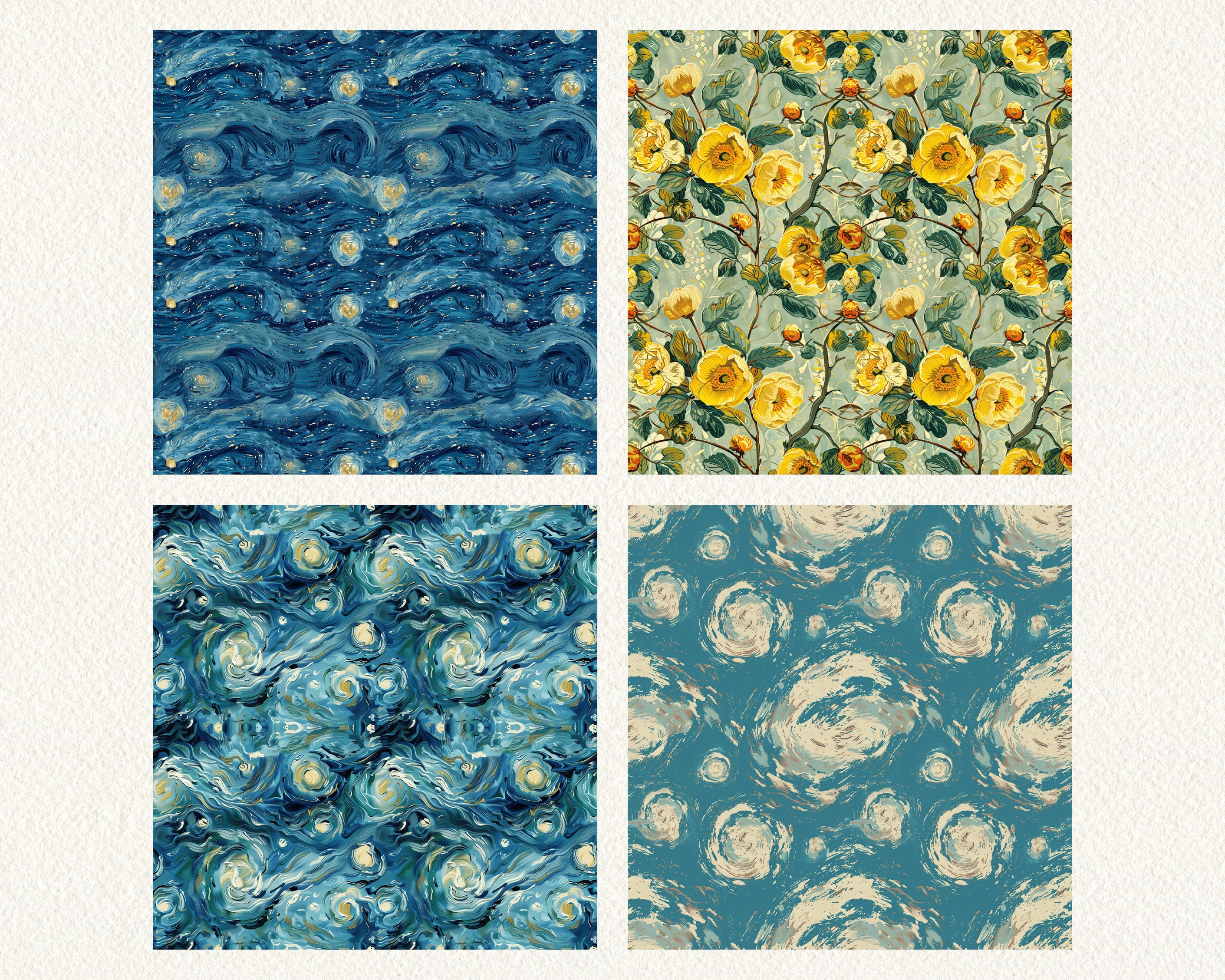 Everything Van Gogh Pattern Seamless Digital Papers Printable Scrapbook ...