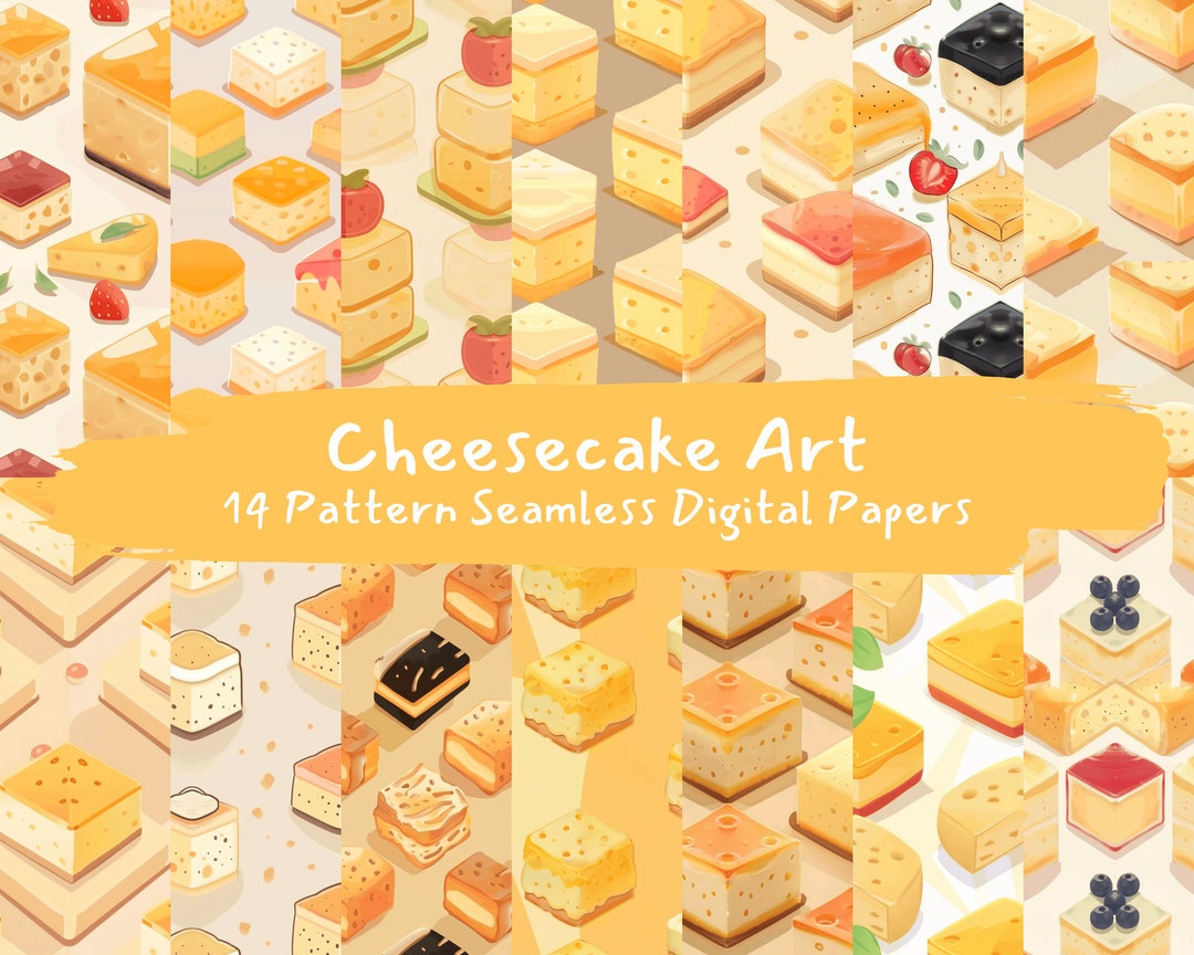 Cheesecake Art Pattern Seamless Digital Papers - Printable Scrapbook ...