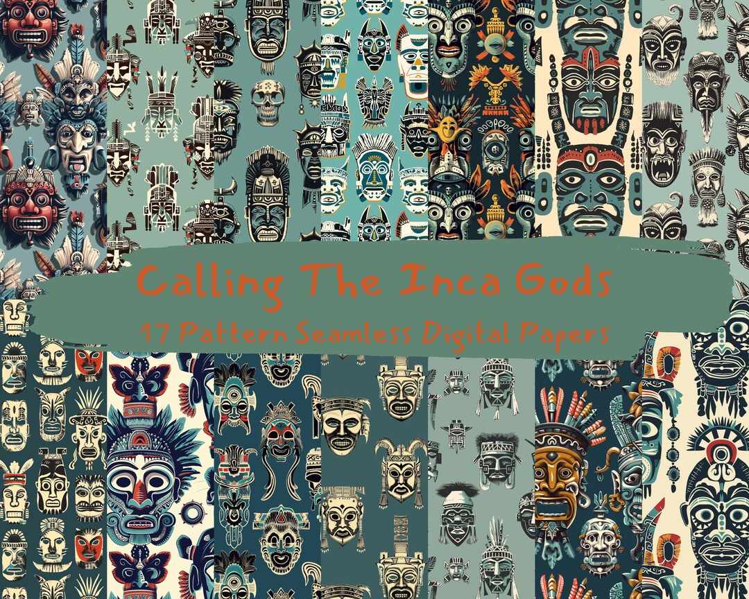 Calling the Inca Gods Pattern Seamless Digital Papers - Printable ...