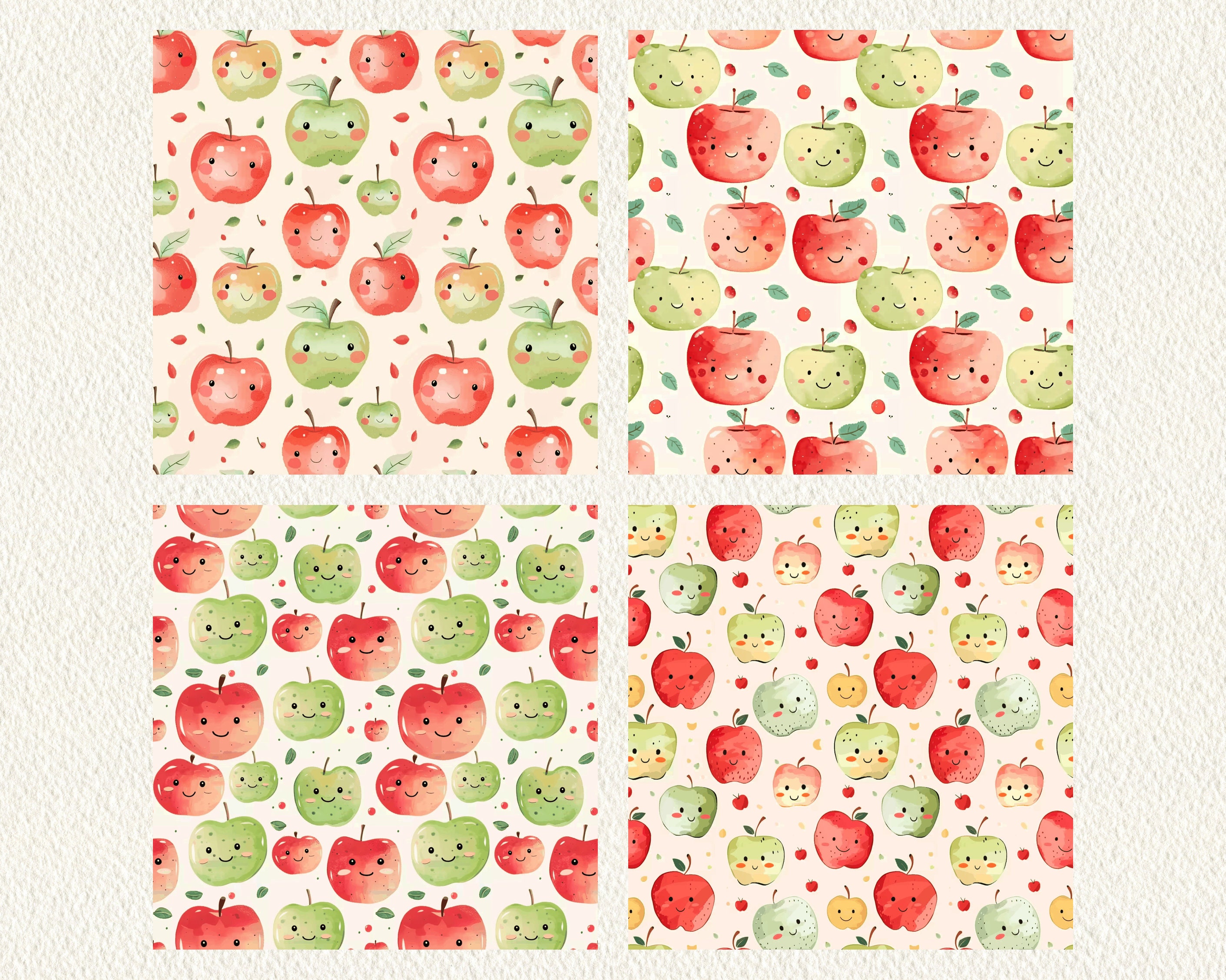 Watercolor Apples Pattern Seamless Digital Papers Printable Scrapbook ...