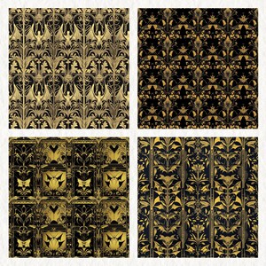 Golden Gothic Pattern Seamless Digital Papers - Printable Scrapbook ...