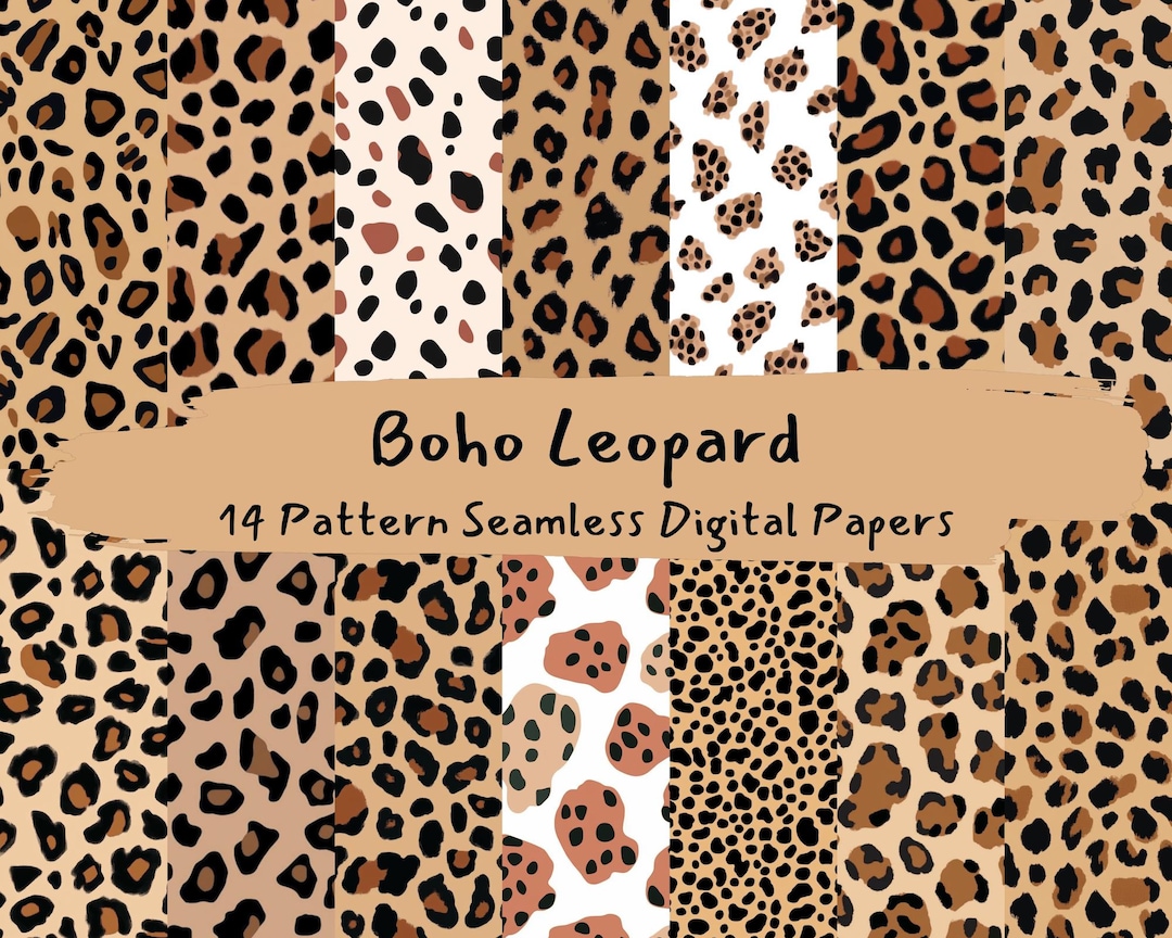 Boho Leopard Pattern Seamless Digital Papers - Printable Scrapbook ...
