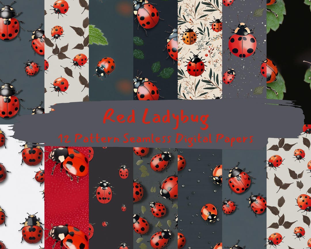 Red Ladybug Pattern Seamless Digital Papers - Printable Scrapbook Paper ...