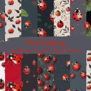 Red Ladybug Pattern Seamless Digital Papers - Printable Scrapbook Paper ...