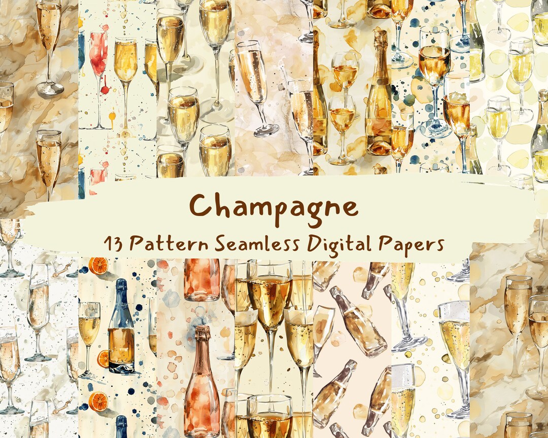 Champagne Pattern Seamless Digital Papers - Printable Scrapbook Paper ...